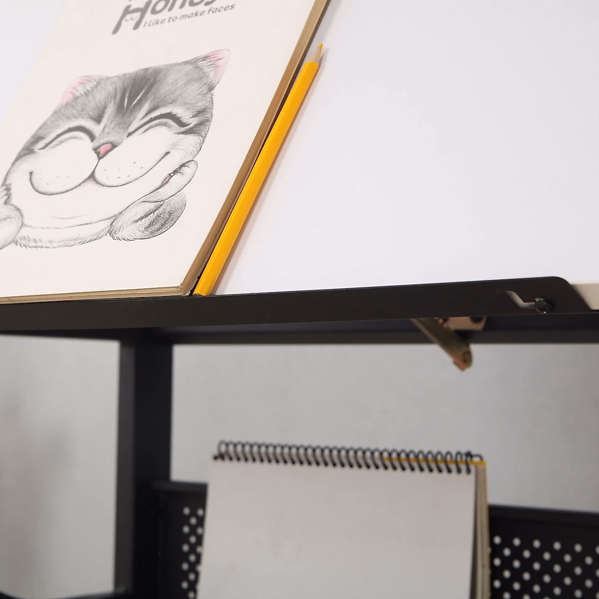 LAEKER Adjustable Drafting Drawing Table with Stool and 3 Drawers-White