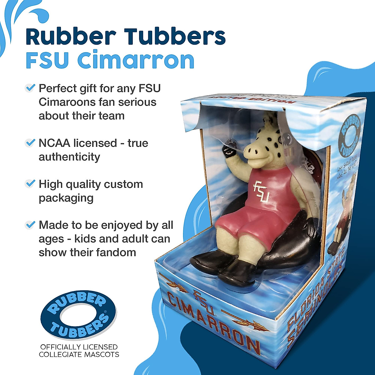 Rubber Tubbers Florida State Seminoles (Cimarron) Collegiate Bathtub Toys - Officially Licensed NCAA Team Mascots, Authentic Sports Memorabilia, Novelty Rubber Ducks (Florida State University)