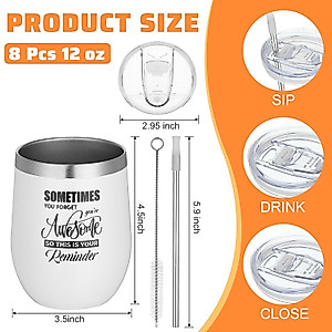 meekoo Thank You Gifts for Women Men You're Awesome Stainless Steel Insulated Tumbler Mug with Lids and Straws for Coworker Friends Appreciation Inspirational Gifts Bulk, 12 oz (Cute, 8 Pcs)
