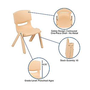 Flash Furniture 33" Round Natural Plastic Height Adjustable Activity Table Set with 2 Chairs