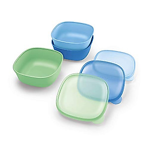 NUK Stacking Bowl and Lid, Assorted Colors, 3 Pack, 4+ Months