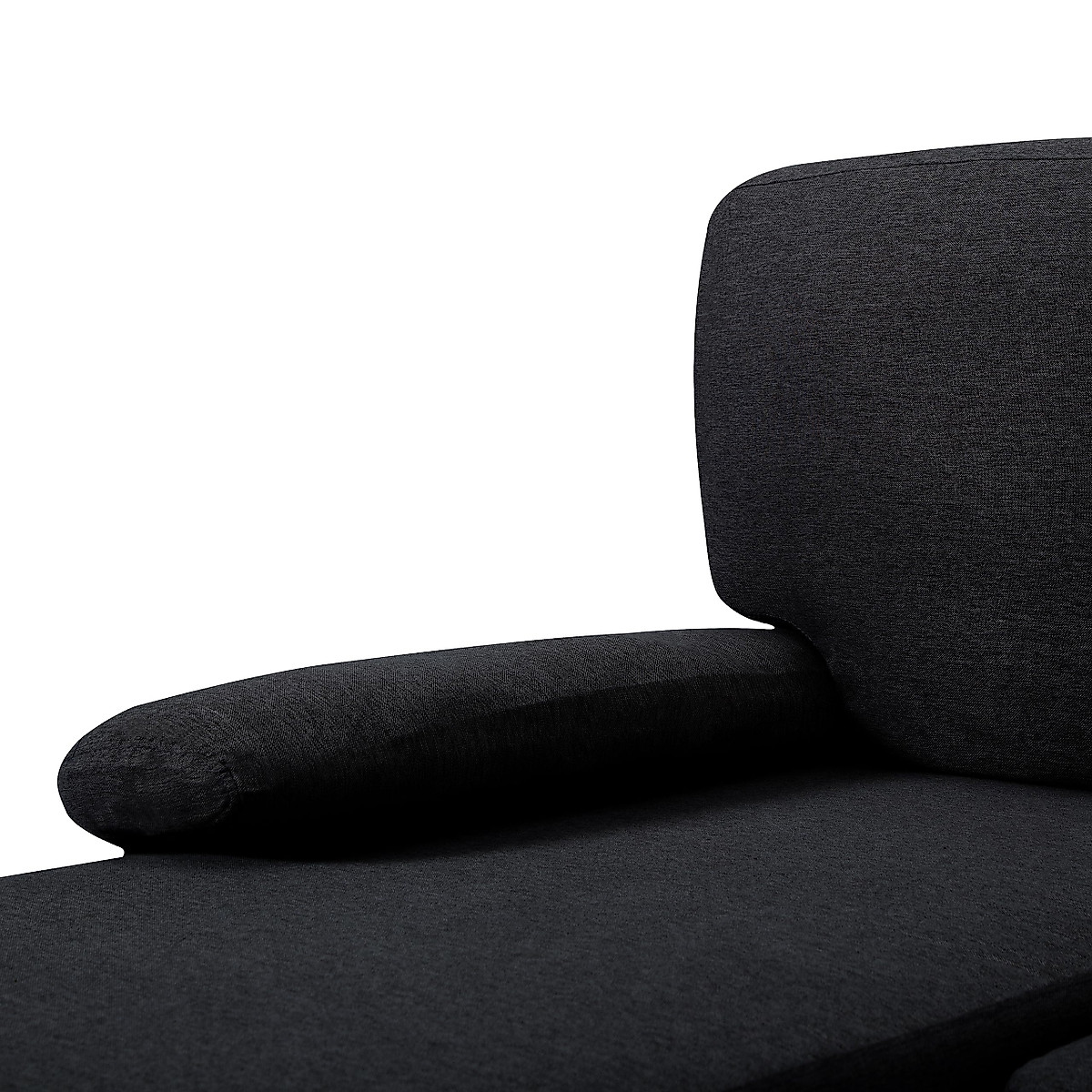 POCIYIHOME 79.5" Left Hand Facing Sectional Sofa Couch with 2 Detachable Armrest Pillows, Modern Fabric 3-seater L Shape Chaise with Gold Metal Legs for Living Room,Apartment,Office, Polyester, Black