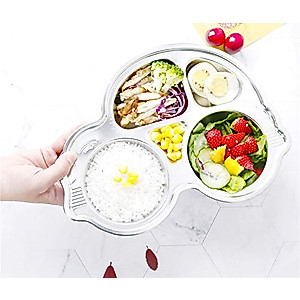 Stainless Steel Plate Divided Meal Tray Sections Dinner Dish for Babies, Toddlers and Kids Eating Food Car Shape BPA-Free Safe Fun Non-Toxic Heavy Duty (Silver 1 Pack)