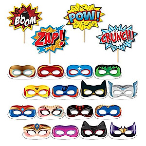 Wonder Woman and Other Superheroes Cityscape Photography Backdrop, Studio Props & Mask. Great as Super Hero City Photo Booth Background – Girl Birthday Party & Event Decorations