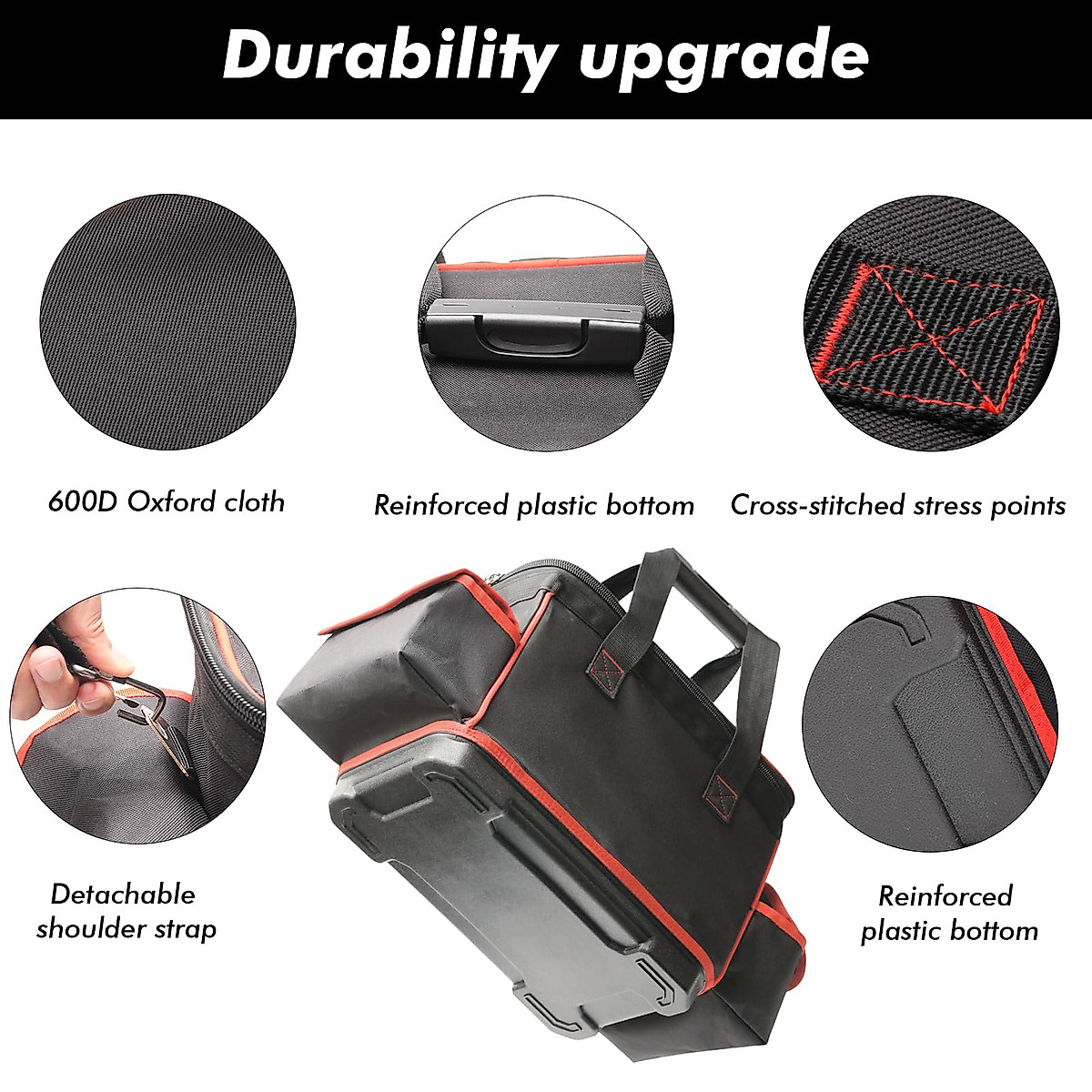 Air Compressor Bag, Compatible with Milwaukee M18 Inflator 2848-20, Air Pump and Battery Charger Carrying Box for Milwaukee, Holds 18V 3.0/4.0/5.0/6.0/6.5/7.0/8.0/9.0 Ah Battery, Black, Bag Only