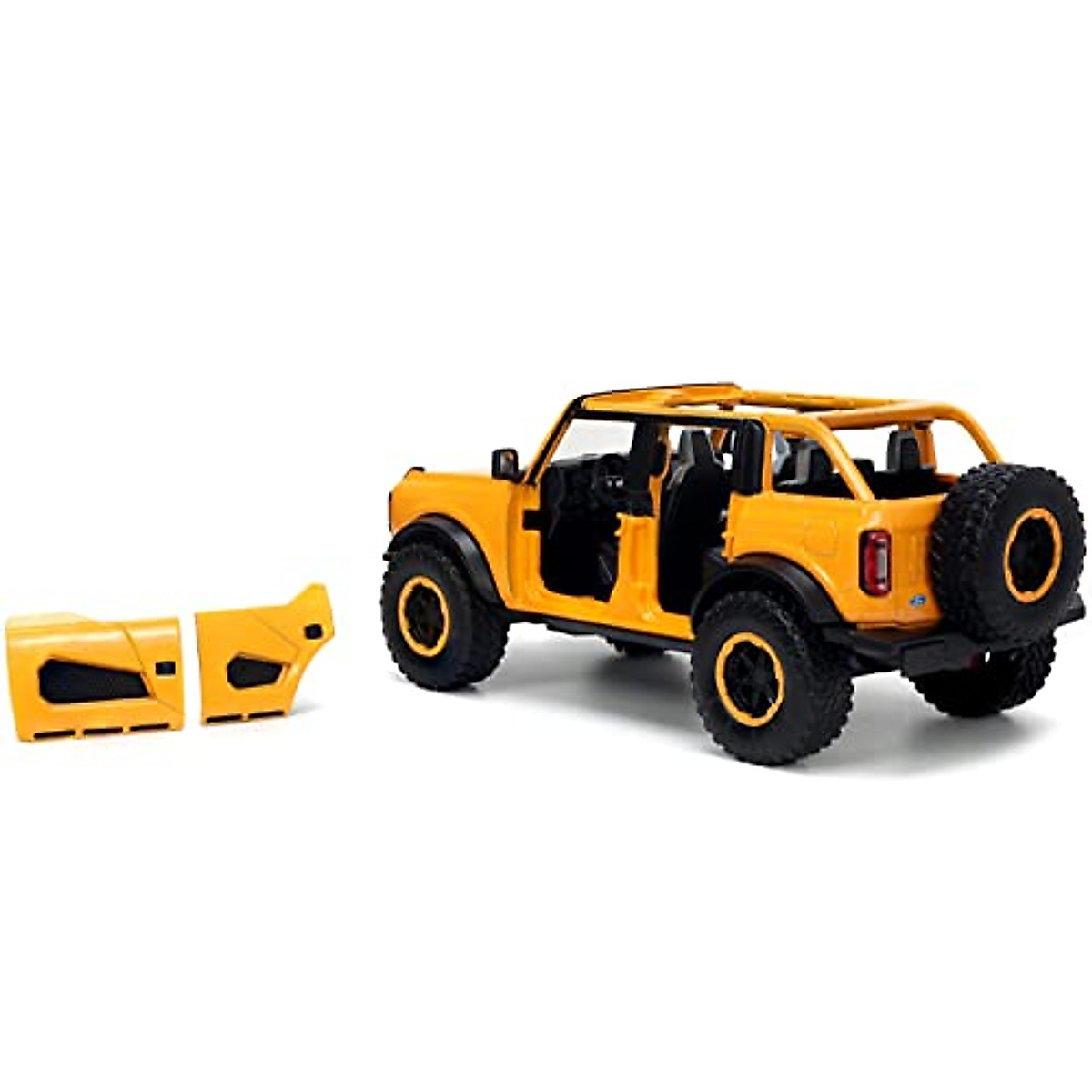 Jada Toys Just Trucks 1:24 2021 Ford Bronco Die-cast Car Orange with Tire Rack, Toys for Kids and Adults