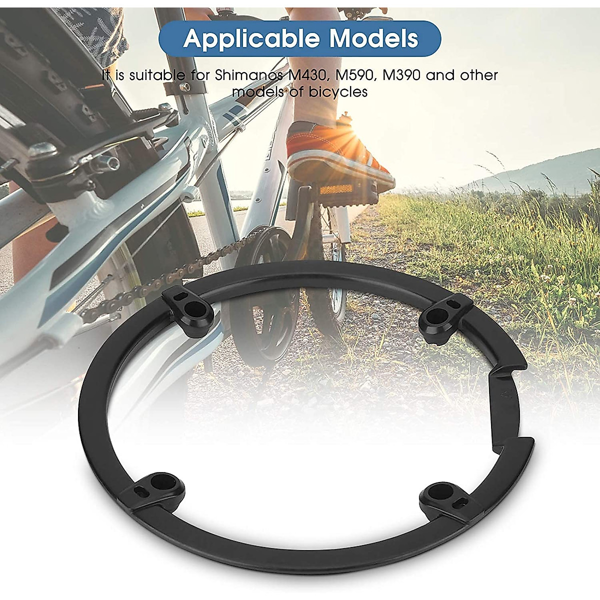 Estink Bike Chain Wheel Guard, Black Plastic Chainring Sprockets Cranksets Guard Protector Mountain Bike Chain Wheel Crankset Support Cover Accessories for 44T Chain