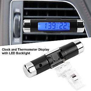 Qiilu Car Digital Clock Thermometer, Car Digital Clock with Thermometer, Portable Clock for Car Dashboard Clip-On LED Backlight Only Celsius