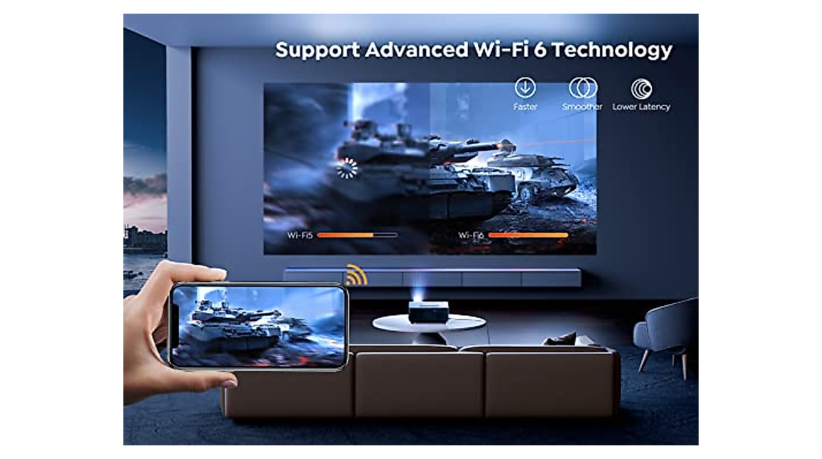 YABER K1 Projector - 650 ANSI 1080P Home Theater & WiFi 6