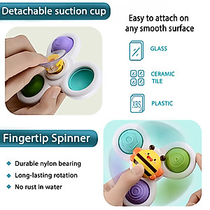 Suction Cup Spinner Infant Baby Toys 12-18 Months, Spinning Top Sensory Toys for Toddlers 1-3 Year Old, Fidget Dimple Toy for Babies, Christmas Birthday Gifts for 1 2 Year Old Boy & Girl Toys