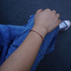 RareLove Bad Ass Morse Code Bracelets Inspirational Friendship Gift For Women Rose Golden Beads Grey String Bracelet