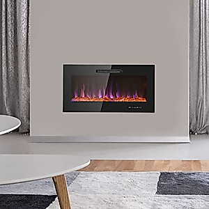 Prominence Home LED Slim Design Electric Fireplace Insert and Wall Mounted Fireplace with 1500 Watt Heater, Log & Crystal Ember Options, Adjustable Realistic Flame and Remote Control, (36 Inch)