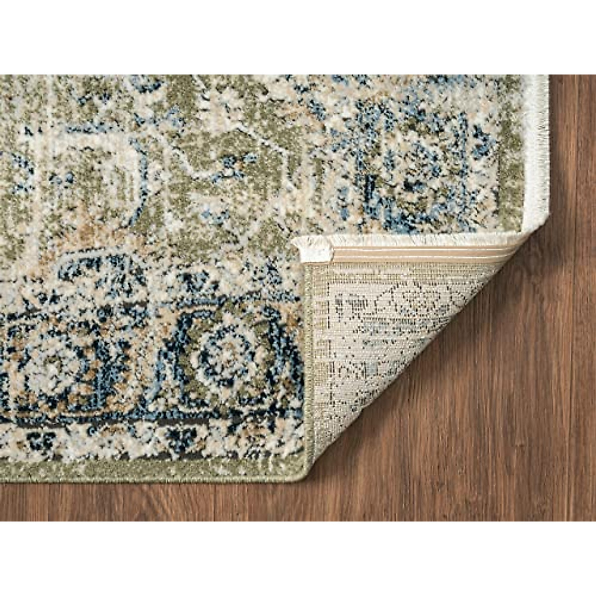 Abani Savoy Collection Area Rug - Intricate Blue/Green Vintage Design -5'3" x 7'6"' - Easy to Clean - Durable for Kids & Pets - Non-Shedding - Medium Pile - Soft Feel -Living Room, Bedroom & Office