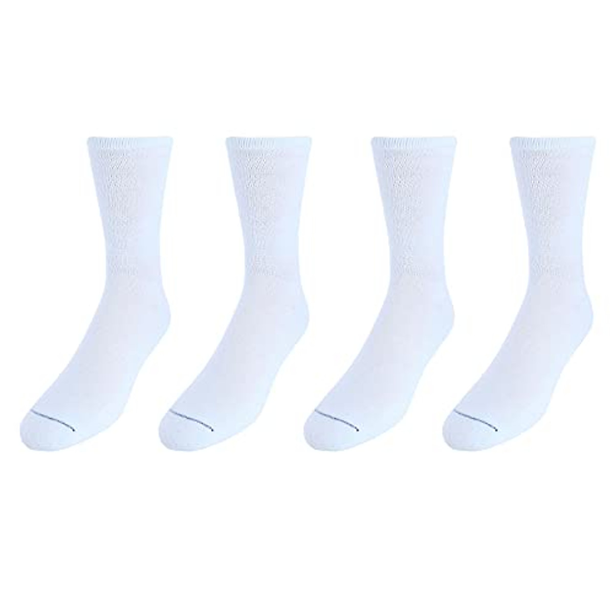 Dr. Scholl's Men's Diabetic & Circulatory Crew Work Socks (4 Pair Pack), White