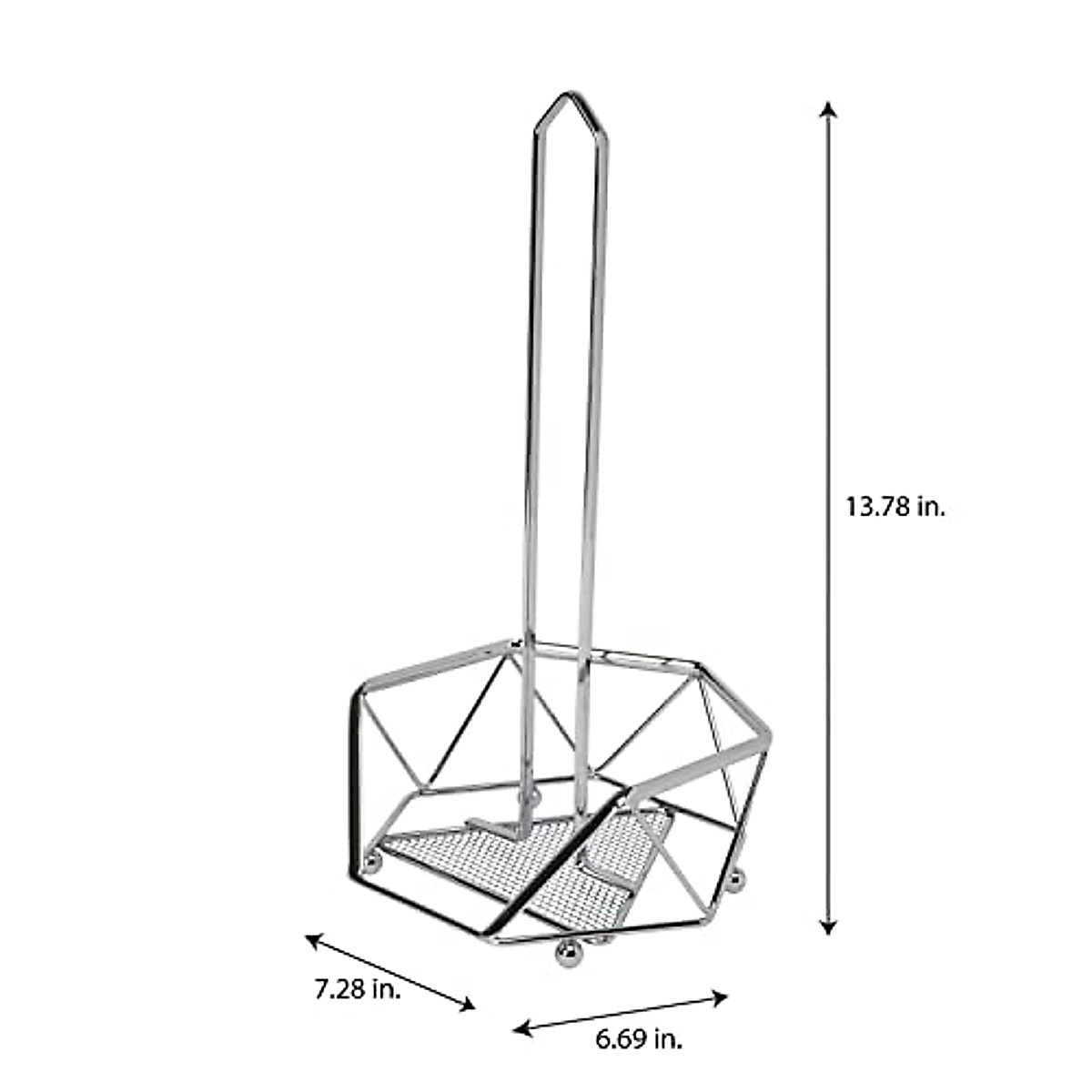 Kitchen Details Chrome Geode Paper Towel Holder | Countertop | Free Standing | Holds 1 Large Roll | Rust Resistant | Decorative