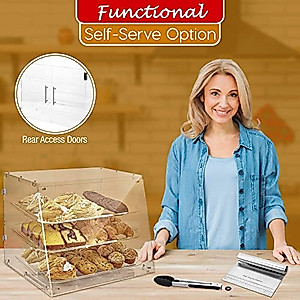 Commercial Countertop Bakery Pastry Display Case - Heavy Duty, Sturdy Stable Clear Acrylic, Thick Panels, Upgraded Finish, Stainless Steel Handles, Hardware for Easy Assembly, Food Tongs Dough Scraper