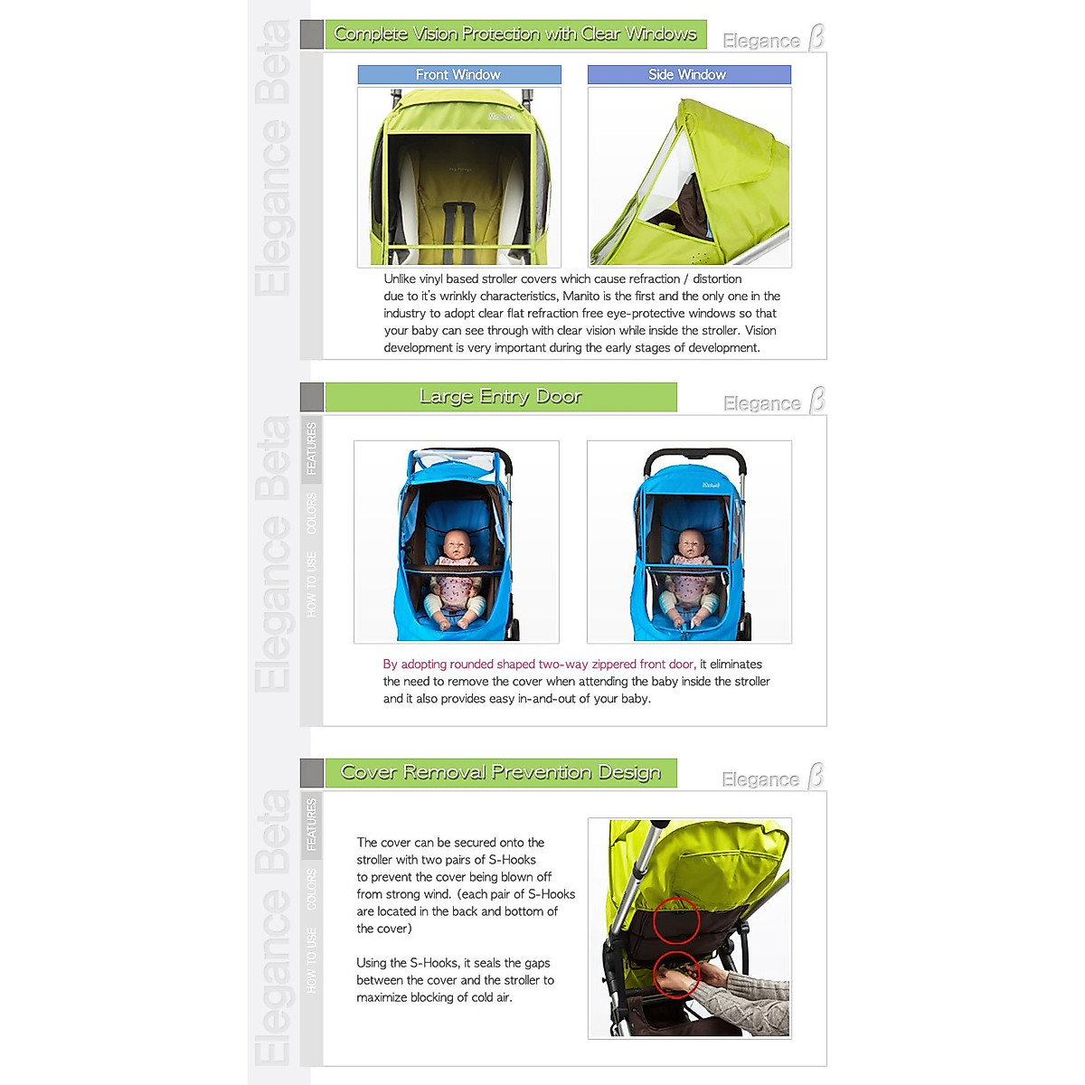 Manito Elegance Beta Stroller Weather Shield/Rain Cover - Purple