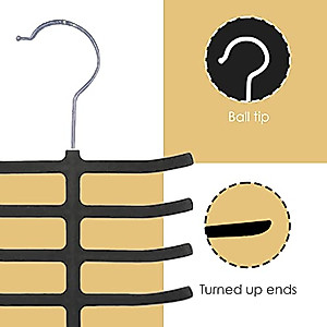 Home Basics Velvet Tie Holder Organizer (3 Pack), Black