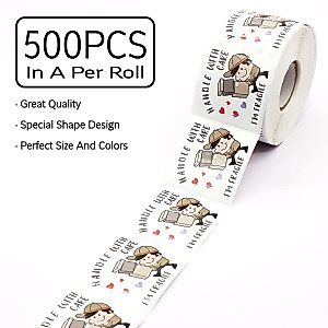 Handle with Care Stickers for Shipping,Fragile Stickers for Shipping,Funny Fragile Stickers,Small Business Stickers 500 Labels Per Roll