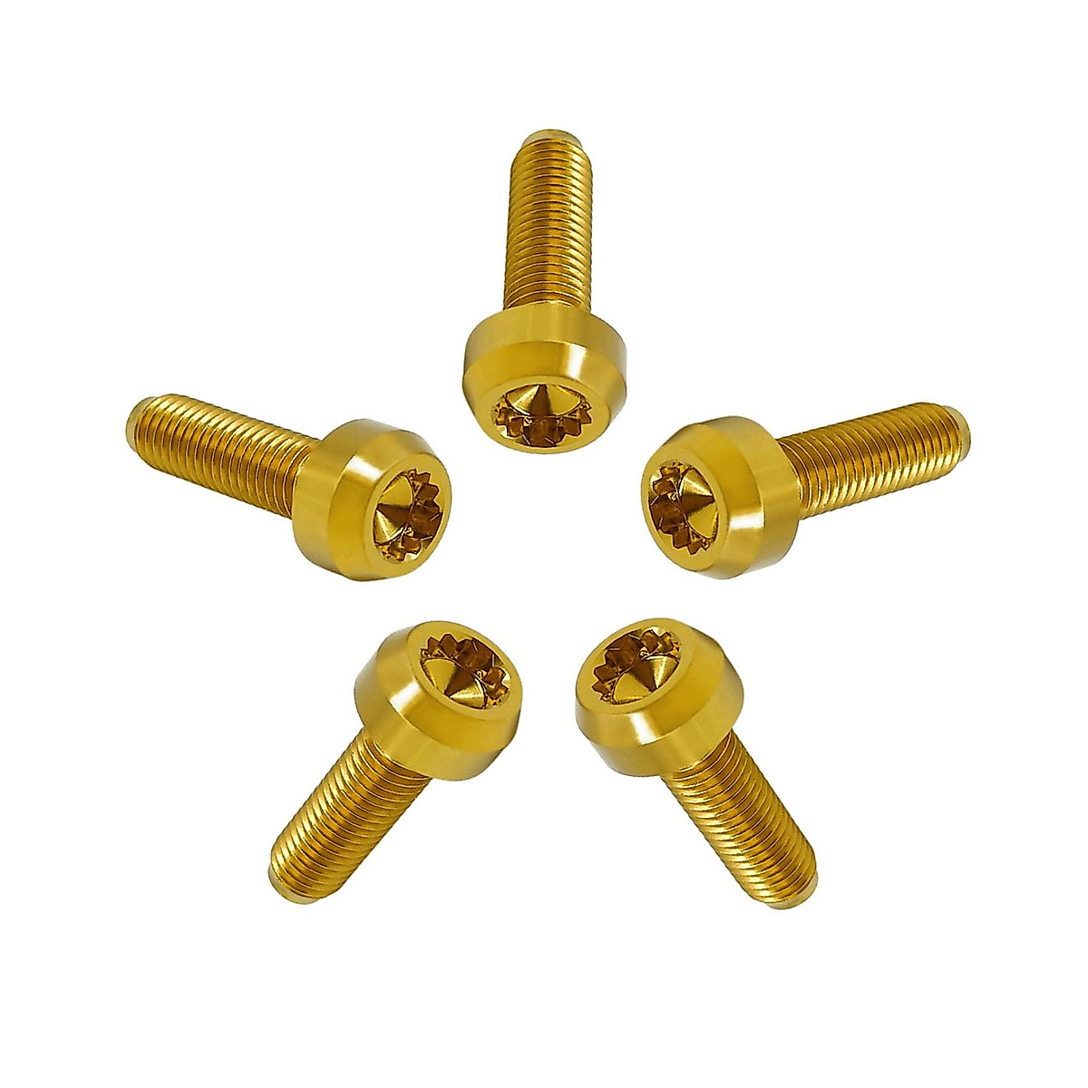 RISON Titanium Bolts M7x1x24.5mm Titanium Bolts Gold M7 Titanium Split Rim Bolts GR5 Bolts Pack of 5