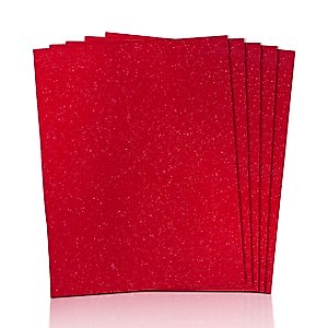 FabricLA | Glitter Felt Sheets | 1.6mm Thick | Vibrant Colors, Mess-Free, Durable Design, Easy to Cut & No-Shed for DIY Crafts, Costumes & Home Décor - 9x12 Inches - 5 Pieces Red Glitter Felt