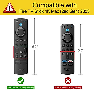 Fintie Silicone Case for Fire TV Stick 4K Max (2nd Gen)/Toshiba/Insignia/Pioneer/Fire TV 2-Series/4-Series/Omni Series TV Remote - Anti Slip Shockproof Cover for Alexa Voice Remote Enhanced, Red