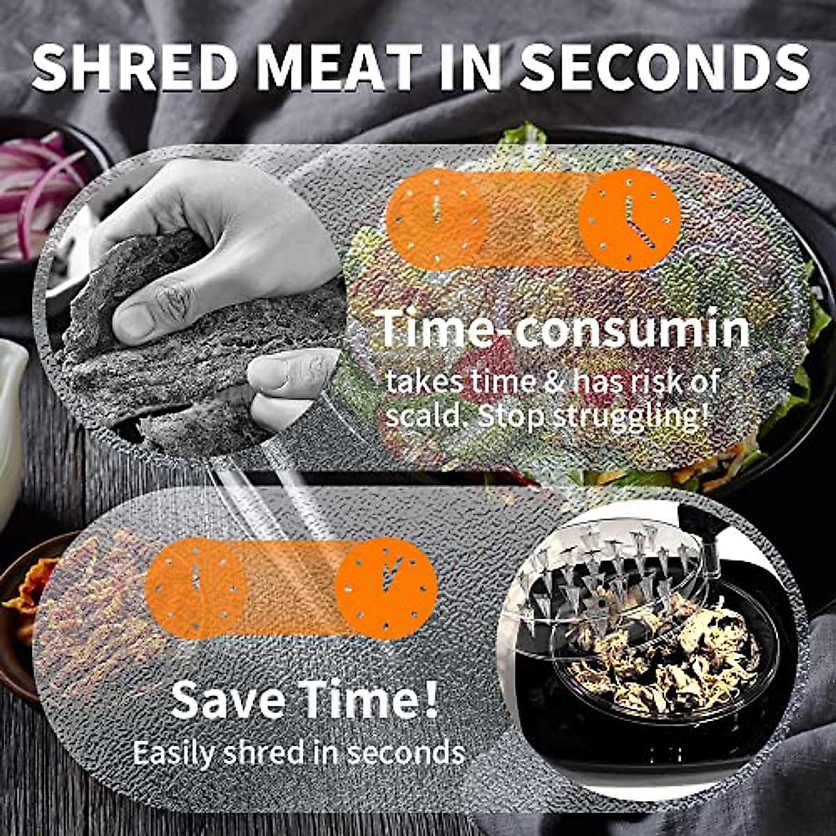 2023 Upgrade Chicken Shredder - Meat Shredder with Detachable Plate - Visible Chicken Breast Shredder Tool Twist with Strong Grip and Sharp Spikes for Cutting Meats Vegetables Hard Cheese(Black)