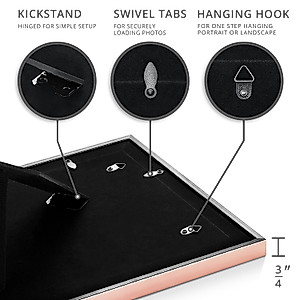 Langdon House 11x14 Rose Gold Picture Frame, Contemporary Glam Photo Frame 11 x 14, Wall Mount or Table Top, Celebration Collection