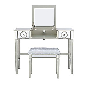 Linon Home Décor Vanity Set Silver