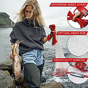 BasicGear Cast Net | Zinc Iron, 3ft Radius, 3/8 inch Mesh for Freshwater and Saltwater Bait Fish | Professional Grade and Upgraded Material | Throw Style