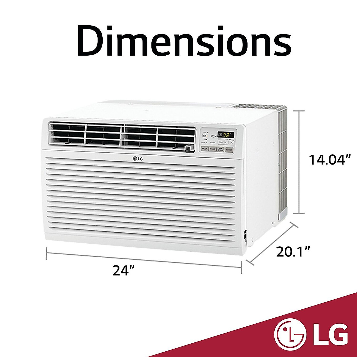 LG 9,800 BTU Through the Wall Air Conditioner, 230/208V, Cools up to 440 Sq. Ft. for Bedroom, Living Room, Apartment,, with Remote, 3 Cool & Fan Speeds, Wall AC Unit, White