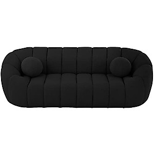 Meridian Furniture 644Black-S Elijah Collection Modern | Contemporary Boucle Fabric Upholstered Sofa, Black, 93.5" W x 34" D x 31" H