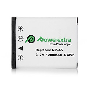 Powerextra 2 x NP-45 NP-45A NP-45B NP-45S Battery Compatible with Fujifilm INSTAX Mini 90, FinePix XP20 XP22 XP30 XP50 XP60 XP70 XP80 XP90 XP120 XP130 XP140 T350 T400 T500 T510 T550 T560 JX520 JX550