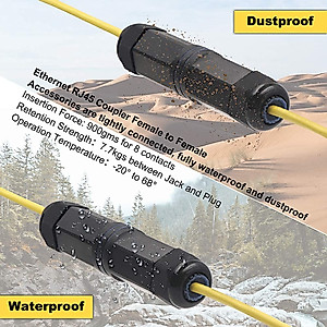 VCE Waterproof RJ45 Coupler IP67, CAT6/CAT5E/CAT5 Female to Female Coupler Connector Shielded 8Pin for Outdoor Ethernet LAN Cable, 2-Pack