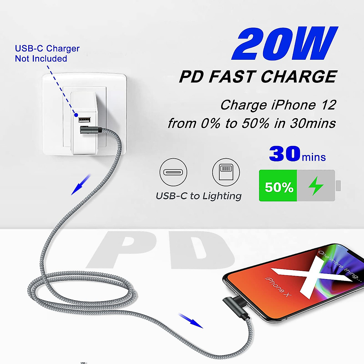 Heartbeats iPhone Fast Charger 6FT [MFi Certified] USB C to Lightning Cable 90 Degree iPhone 13 Charging Cable Compatible with iPhone 13/12/12 Mini/12 Pro/11 Pro Max/X/XS/XR/8, iPad 8th(Red)