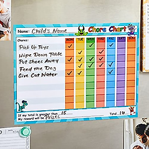 6 Pack Dry Erase Chore Chart for Kids, Reusable Behavior Reward Board with Self-Adhesive for Classroom, Monster Designs (14.5 x 11 in)