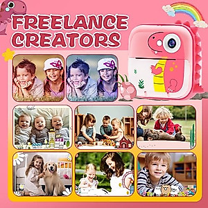 Mini Kids Digital Instant Print Camera with SD Card,Cheap Children’s Video Toddler Camera Toys Age 3-14,Birthday for 3 4 5 6 7 8 9 10 11 13 14 Year Old Girls Boys (Pink)