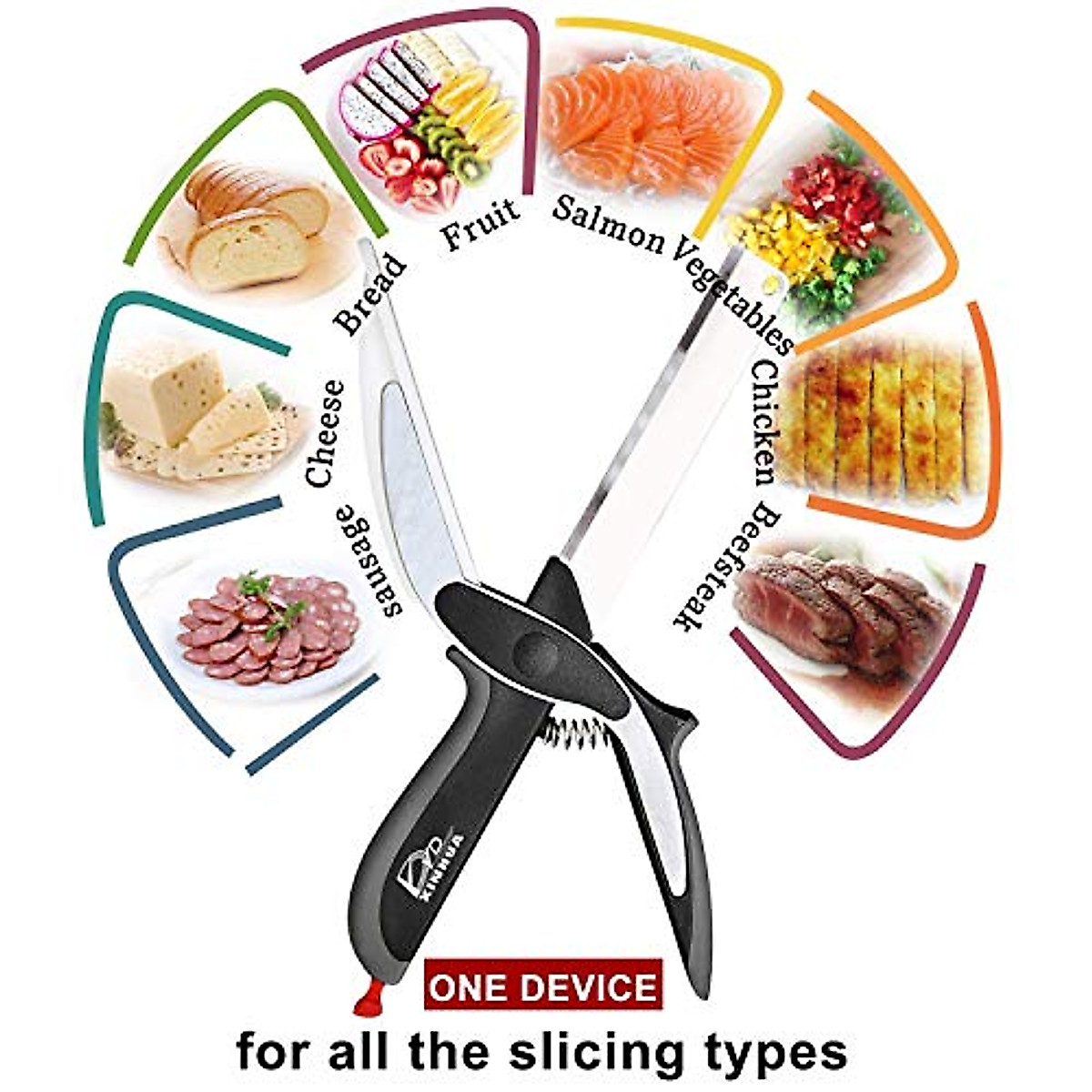 YD YD XINHUA Kitchen Food Cutter Chopper Clever Kitchen Knife with Cutting Board, Clever Multipurpose Food Scissors Stainless Steel Vegetable Slicer Fruit Cutter Quick & Easy to Cut BBQ Tools