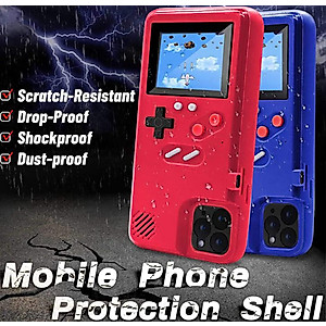 WODETIA Compatible with iPhone 13 / 13Pro / 13 Pro Max Gameboy Case Retro 3D Design Style Silicone Protective Case with 36 Small Games Color Display Shockproof Video Game Phone Case,Pink,13