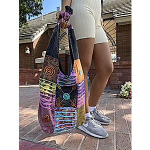 Bohemian Quilted Torn Look Razor Cut Hippie Crossbody Sling Purse Boho Handbag