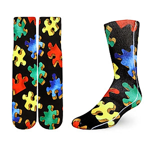 Benefeet Sox Mens Funny Crazy Socks Cool Funky Puzzle Socks Unisex Boys Puzzles 3D Printed Jigsaw Socks Youth Basketball Novelty Fun Patterned Athletic Tube Socks Gifts for Men Teenage Son
