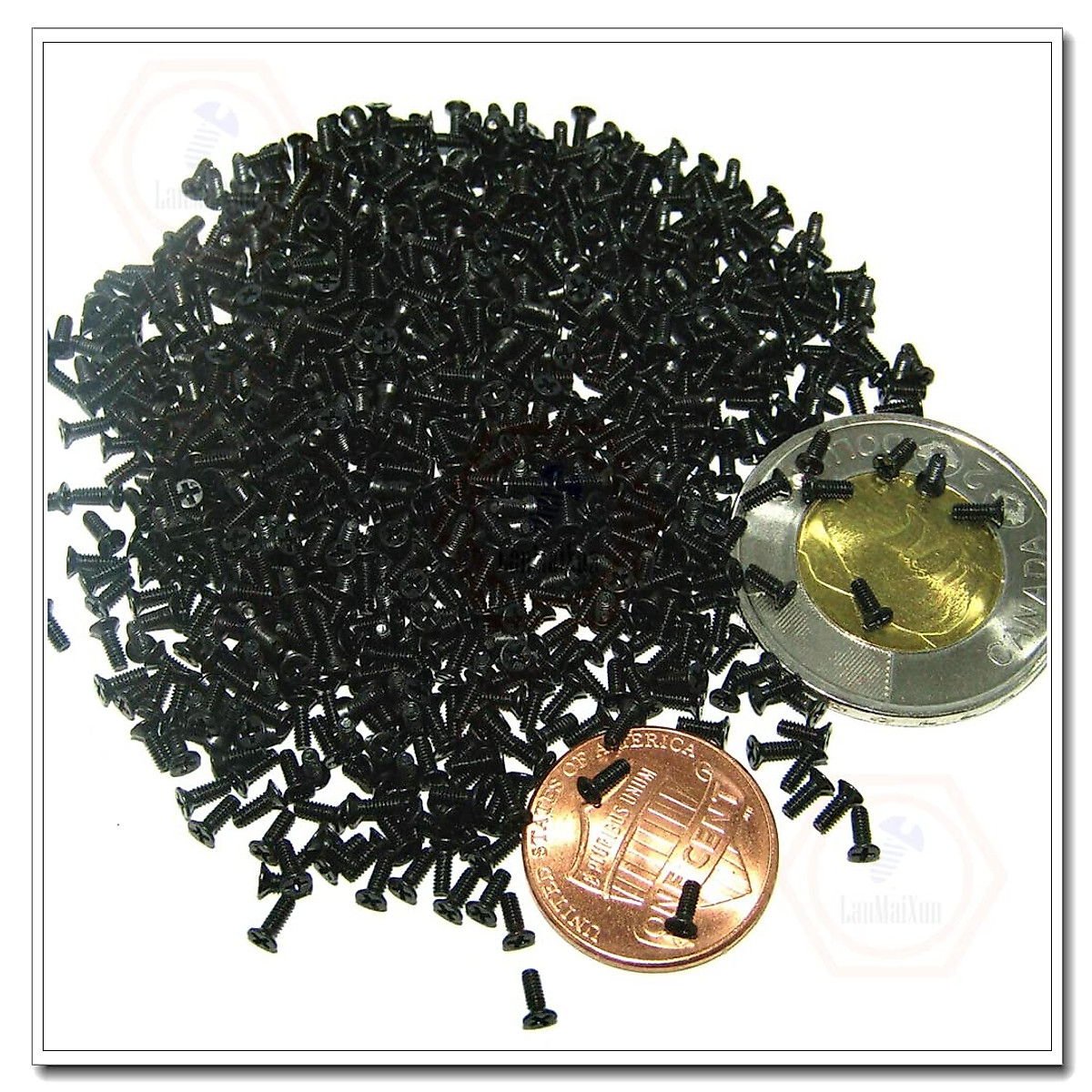 100pcs M2.5×4mm Black Carbon Steel Phillips Cross Countersunk Head (Flat Head) Screws Bolts GB819