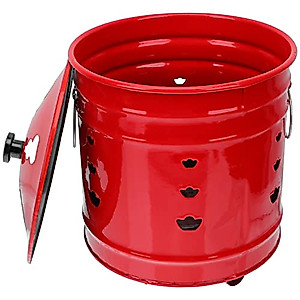 Cabilock Enamel Burn Barrel Incinerator Barrel with Handle Abd Lids Paper Fire Pit for Garden Paper Leaf Trash Wood Backyard Bonfire Red