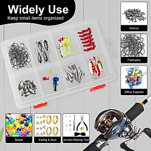 Macroclo 8 Grids Bead Craft Organizers, Small Clear Plastic Storage Box with Removable Dividers Tackle Box Organizer, Compartment Organizer for Jewelry, Tackle, Food Safe Pantry Container.