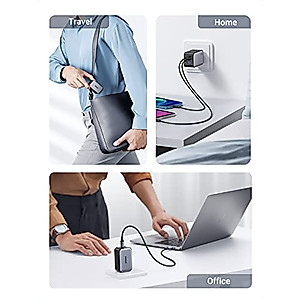 UGREEN USB C Charger 65W Nexode 3 Ports GaN Laptop Charger Block, Compact Foldable Wall Charger Compatible with MacBook Pro/Air, Dell XPS, iPhone 14, iPad Pro, Galaxy S23, Pixel 7, Steam Deck (Black)