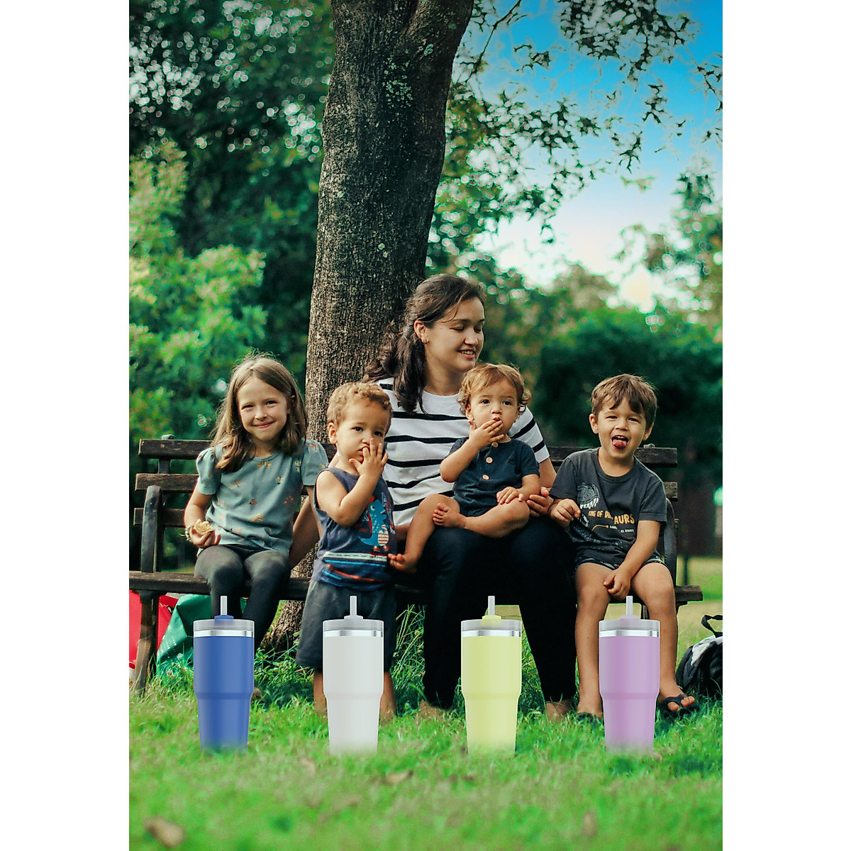 YOUEXPERT 14 oz Tumbler with Straw, Insulated Tumblers with Lid and Straw, 14 oz Cup Stainless Steel Mini Outdoor Sports Travel Tumblers - Iris