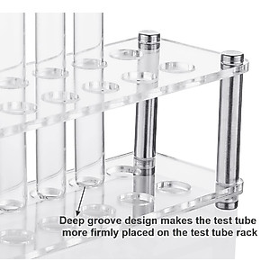 Ackers Science 12Pcs 16×150mm(23ml) Glass Test Tubes with Cork Stoppers|1 Rack of Acrylic Material