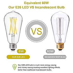 Ascher Vintage LED Edison Bulbs 60 Watt Equivalent, Eye Protection Led Bulb with 95+ CRI, Non-Dimmable, High Brightness Daylight White 4000K, ST58 Antique LED Filament Bulbs, E26 Base, Pack of 4