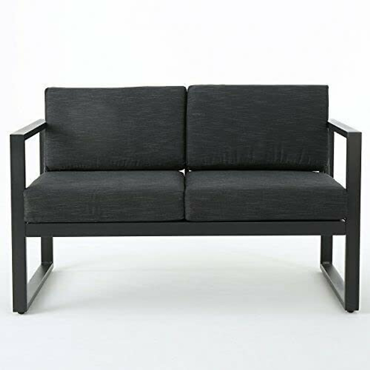 ALIDAM Patio Set Furniture Set Outdoor Aluminum Chat Set Dark Grey 4 Piece Aluminum Construction Durable Outdoor Assembly Required Outdoor Garden Furniture Sets