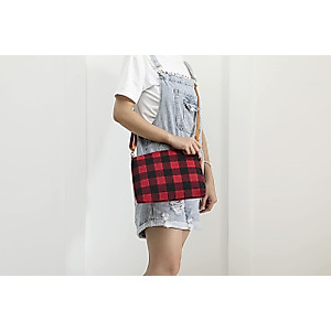 MONOBLANKS Women Buffalo Plaid Crossbody Purse Bag Small Shoulder Wristlet Phone Bag (Red Buffalo Plaid)